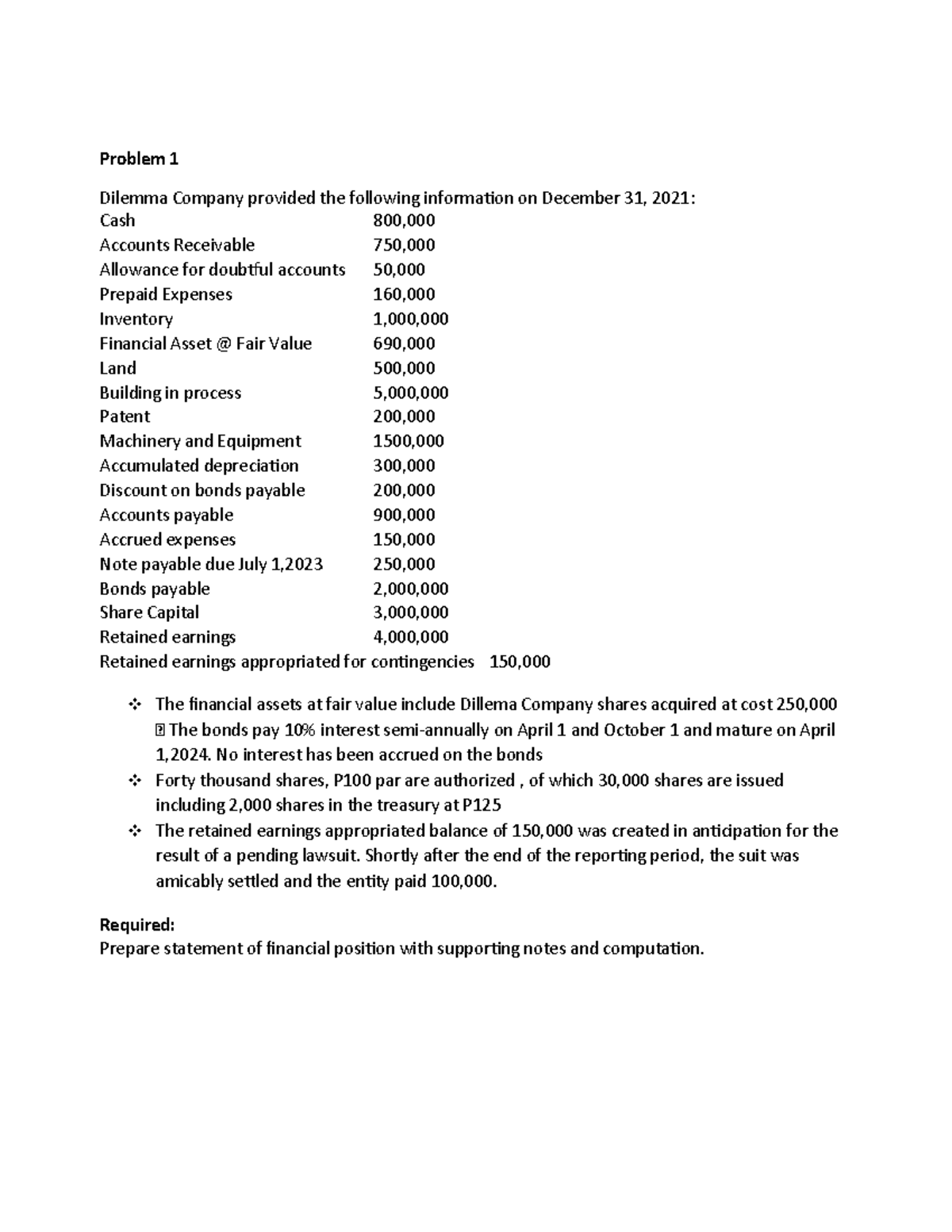 Chap 2: Statement of Financial Position & Supporting Notes Analysis ...