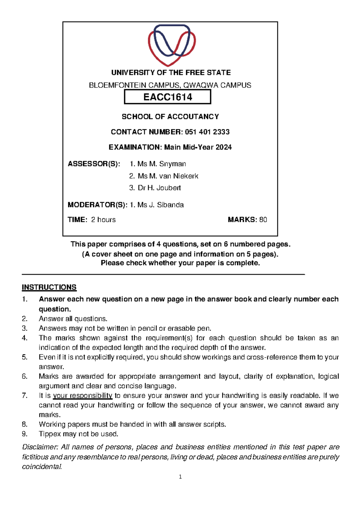 EACC1614 Main Exam 2024: Accounting Principles & IFRS Compliance - Studocu