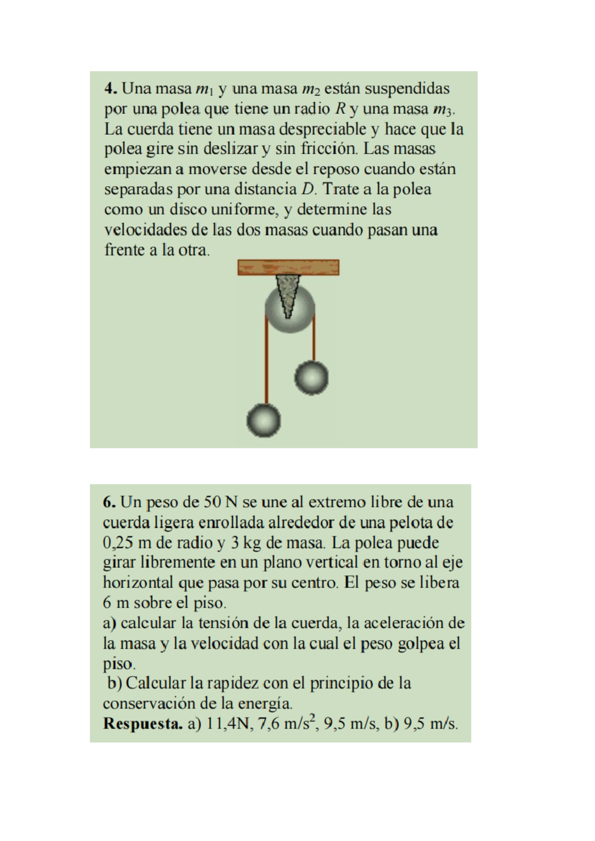 Evaluacion fisica i - problemas de fisca que resolver - 4. Una masa m y ...