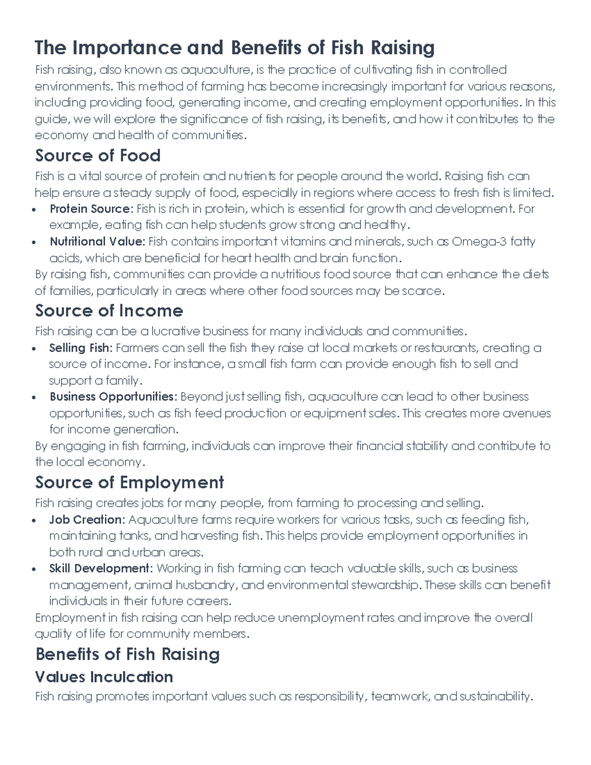 The Economic and Nutritional Benefits of Fish Raising in Aquaculture ...