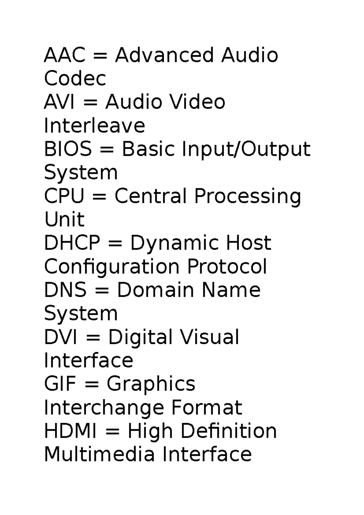 Termen digilabz - AAC = Advanced Audio Codec AVI = Audio Video ...