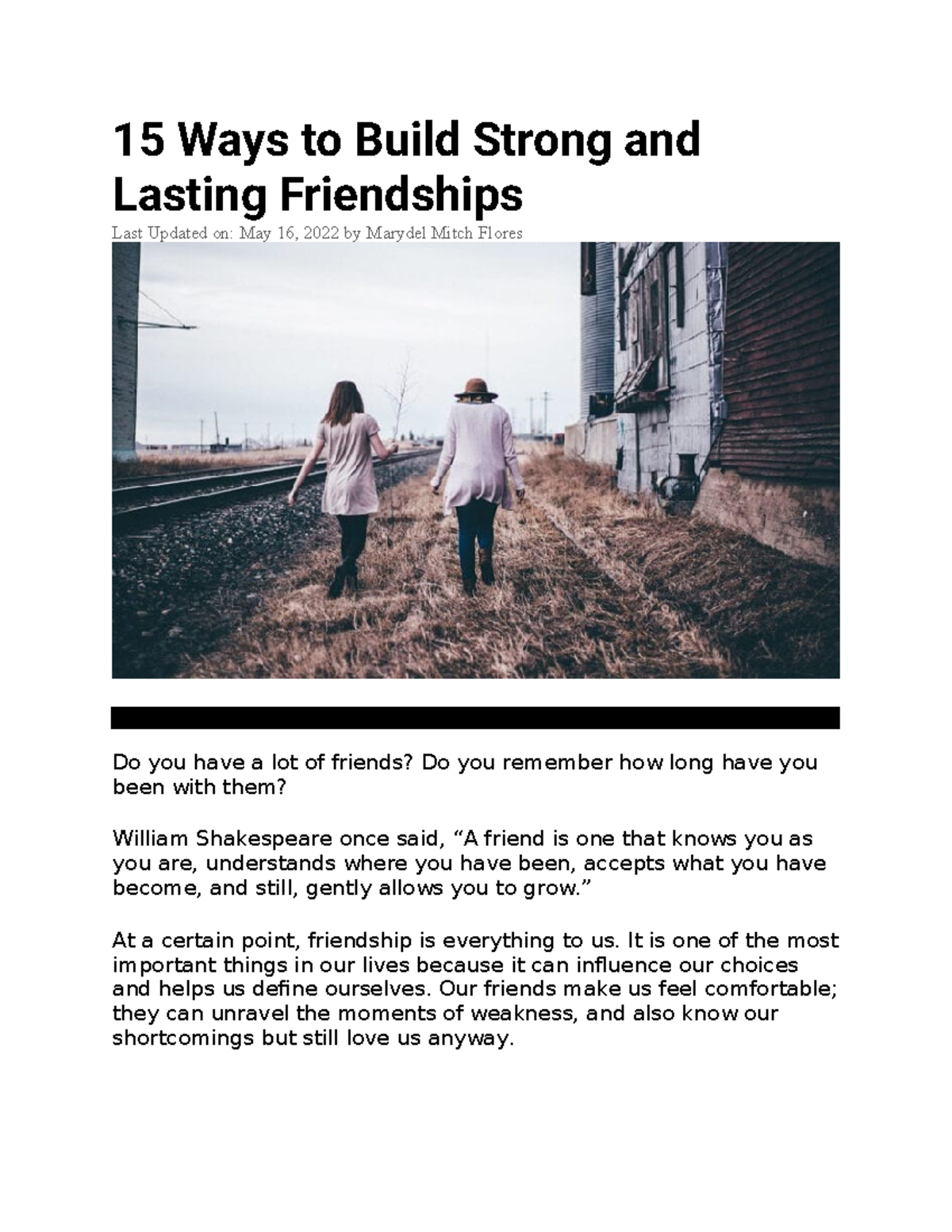 15 Strategies for Cultivating Lasting Friendships - Studocu