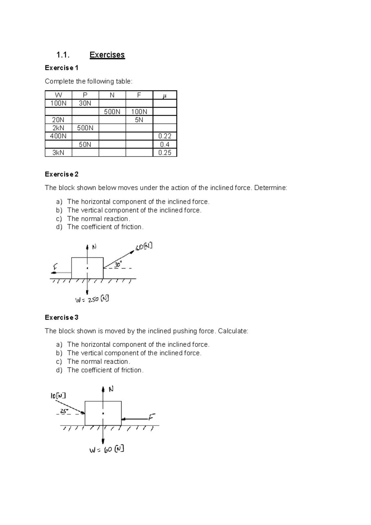 Friction Tut - Exercises and Solutions for Mechanics 101 - Studocu