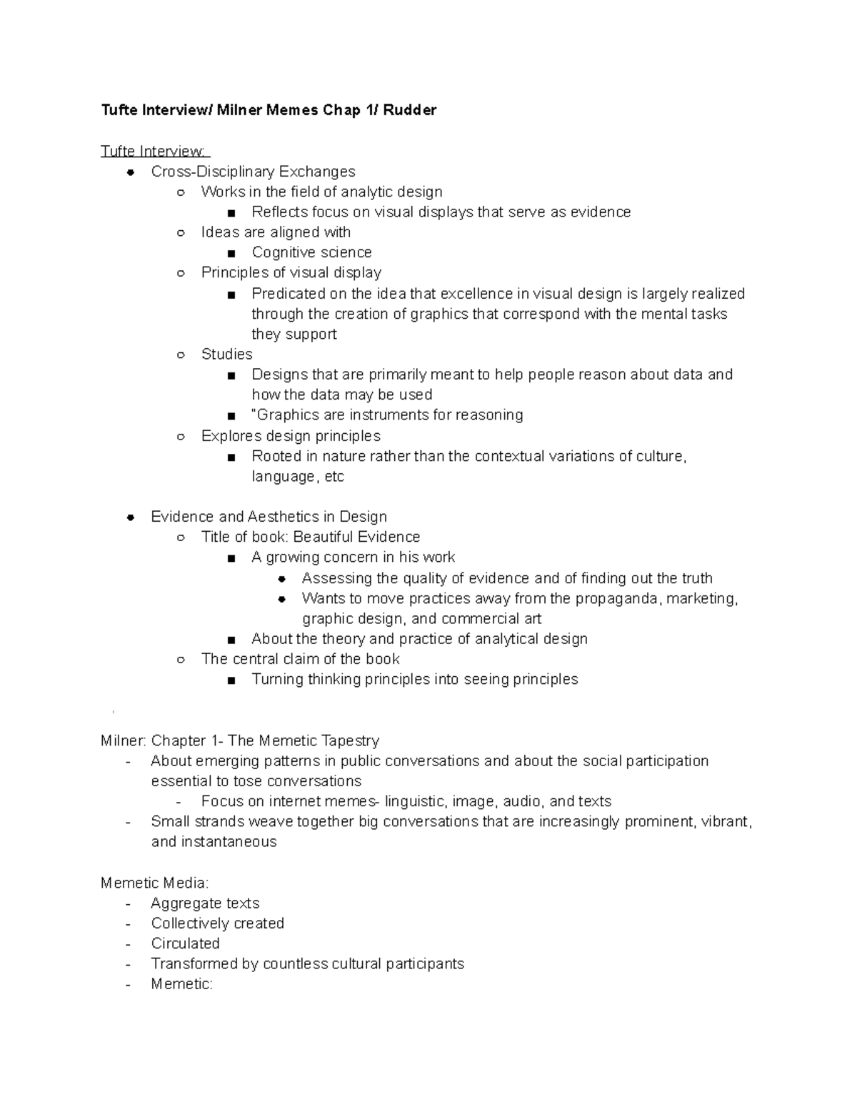 Tufte Interview Milner Memes Chap 1 Rudder - Tufte Interview/ Milner ...
