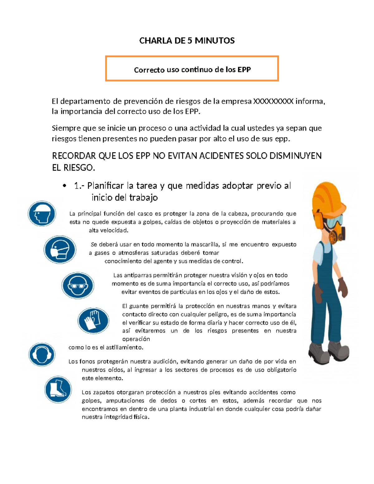 Uso Correcto de EPP en la Charla de 5 Minutos - Prevención de Riesgos ...