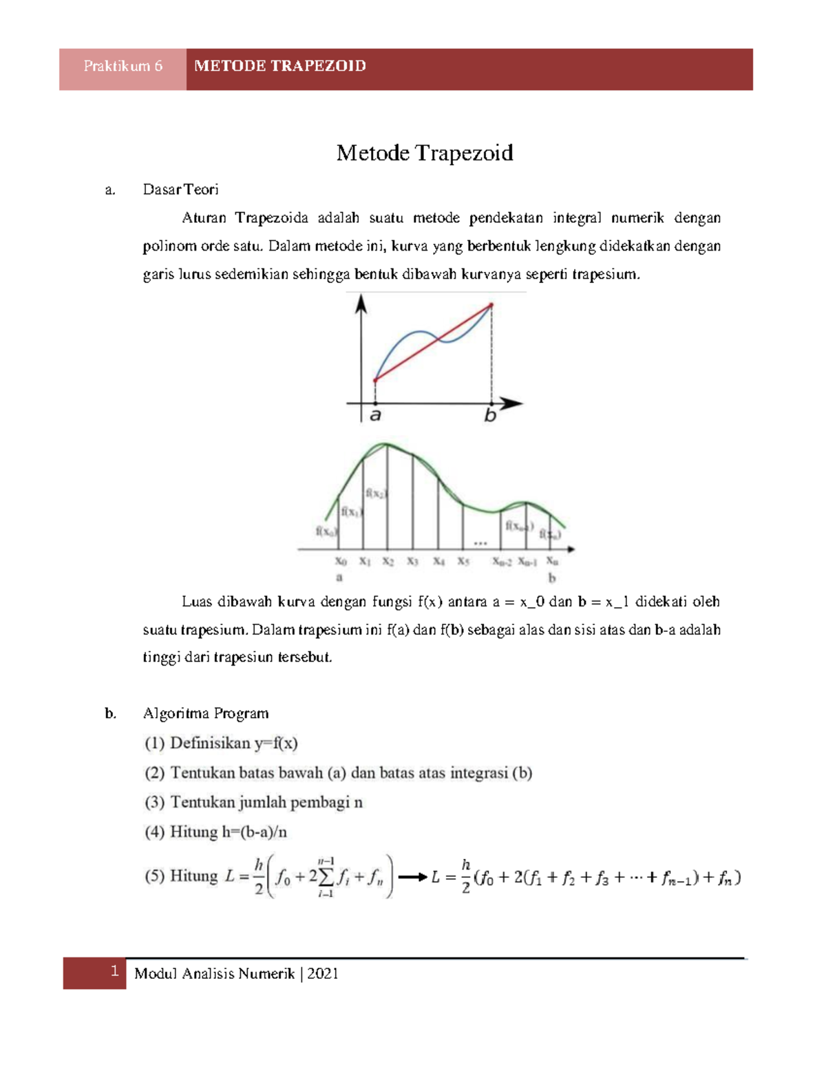 Metode Trapezoid dalam Praktikum Matematika Terapan - Studocu