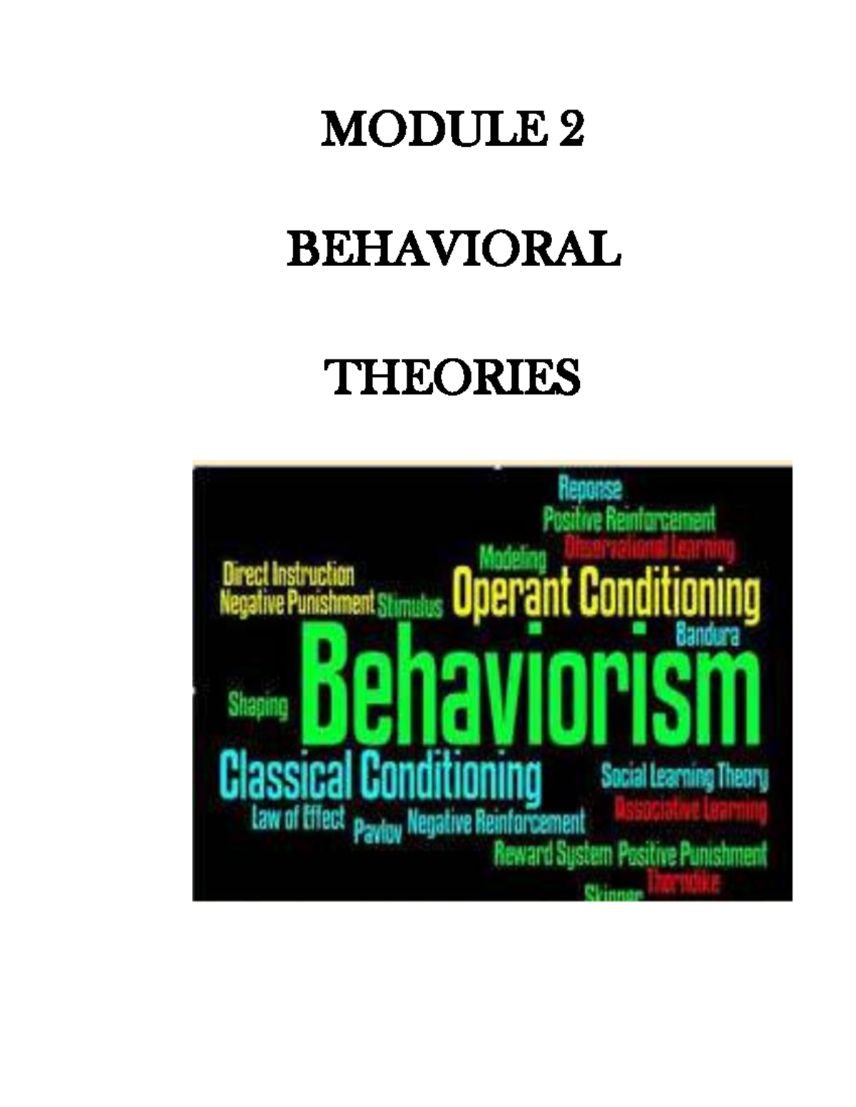 MODULE 2: Behavioral Theories and Learning Objectives - Studocu