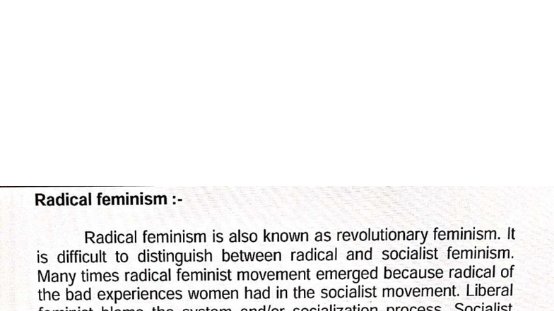 Radical Feminism: Theories, Critiques, and Action Plans - Studocu