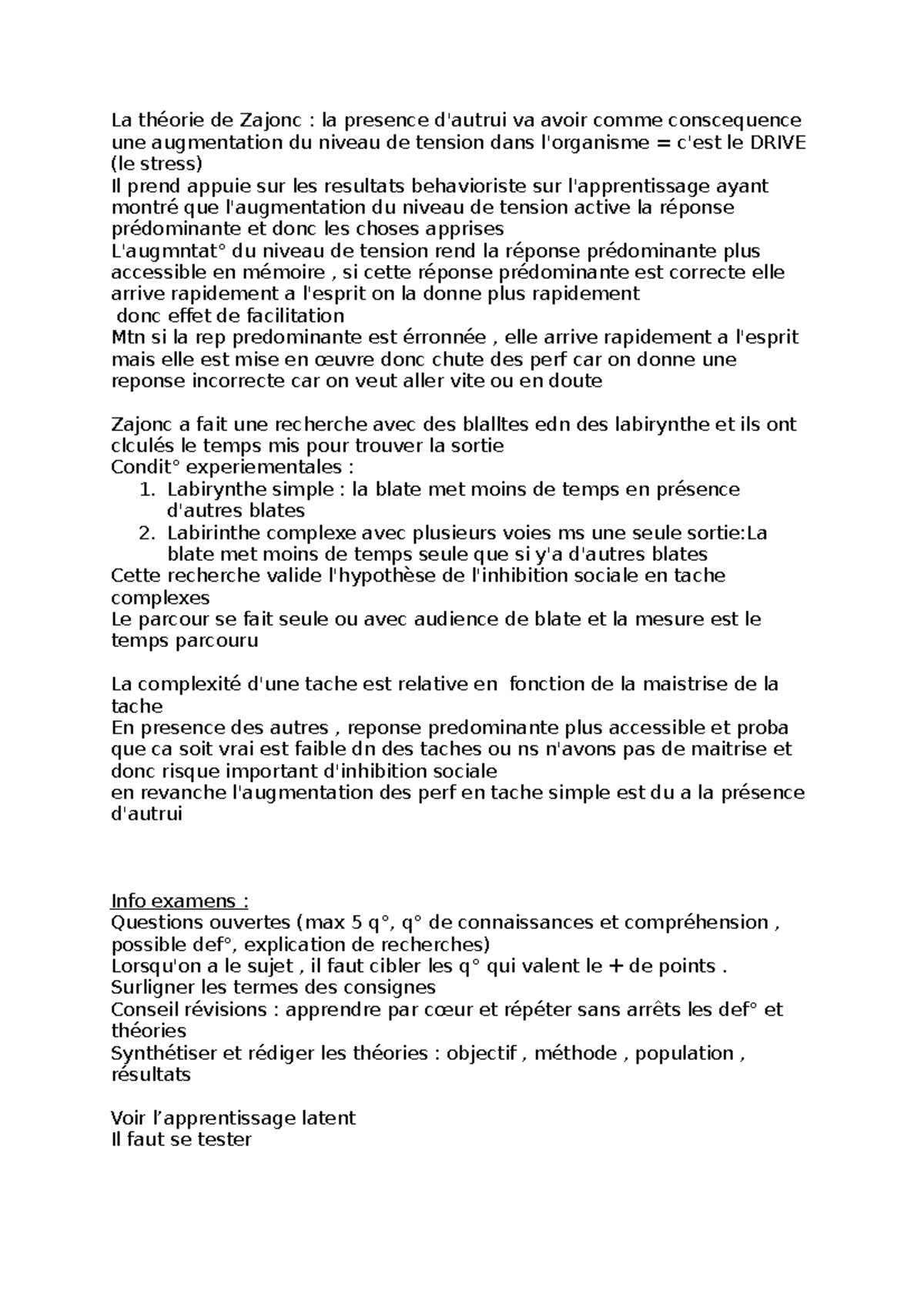 Théorie de Zajonc et Distraction Sociale : Effets sur la Performance ...