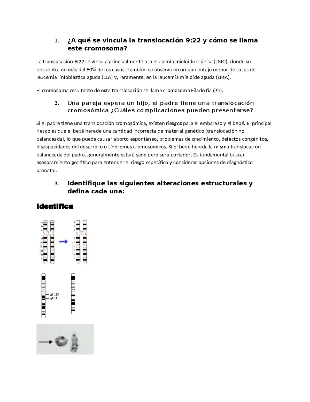 Preguntas de Genética: Translocación 9:22 y Alteraciones Cromosómicas ...