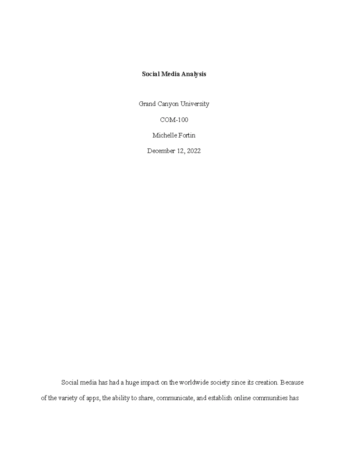 Social Media Analysis COM100 IM - Social Media Analysis Isabella J ...