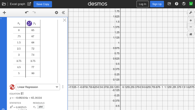 Excel graph Desmos - MMT 1143 - Excel graph Save Copy Log In Sign Up ...
