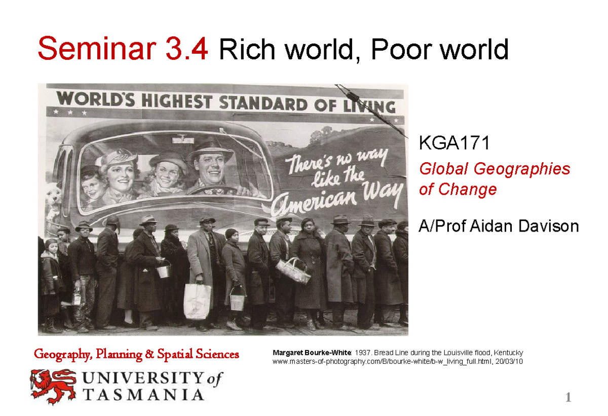 KGA171 Seminar 3.4: Global Geographies of Change - Rich vs Poor World ...