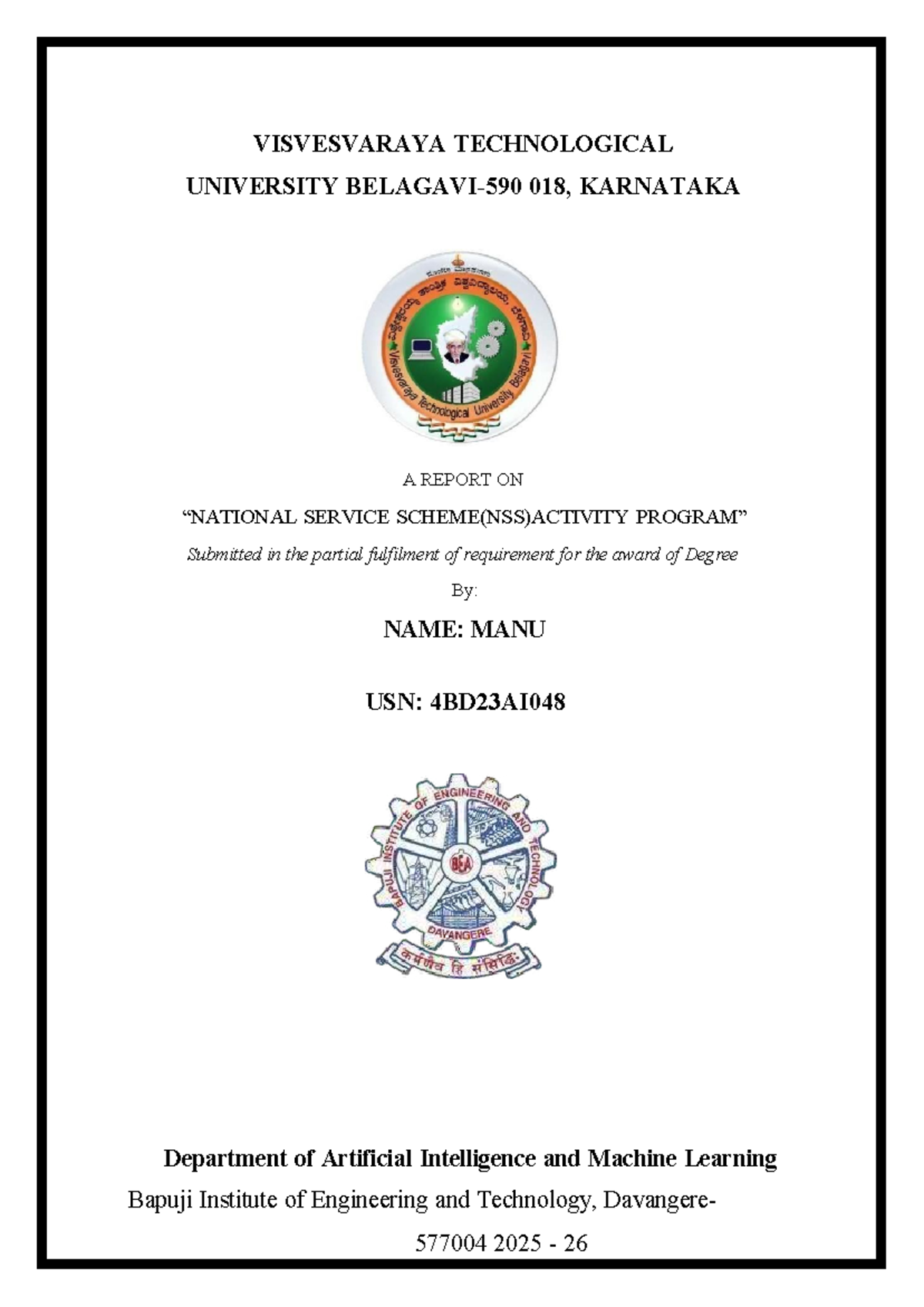 NSS Activity Report: Plantation and School Rejuvenation (BNSK658) - Studocu