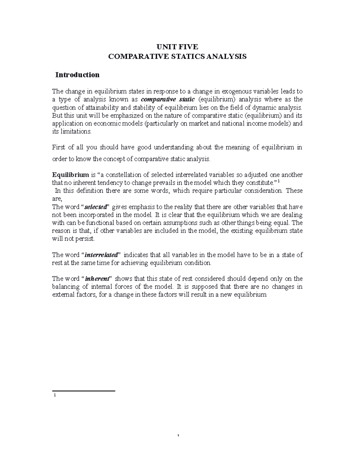 Mathematical Comparative Economics UNIT 5 - UNIT FIVE COMPARATIVE ...