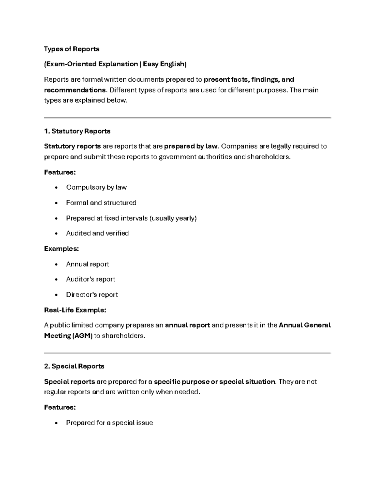 Types of Reports: Statutory, Special, and Research Explained - Studocu
