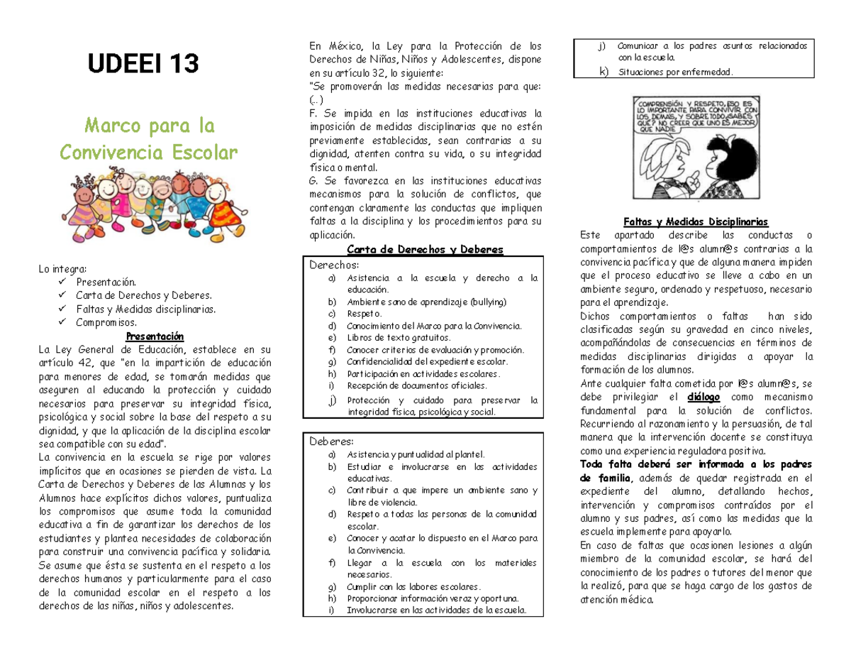 Triptico Marco DE Convivencia - Servicios Educativos en el Distrito Federal Dirección General de ...