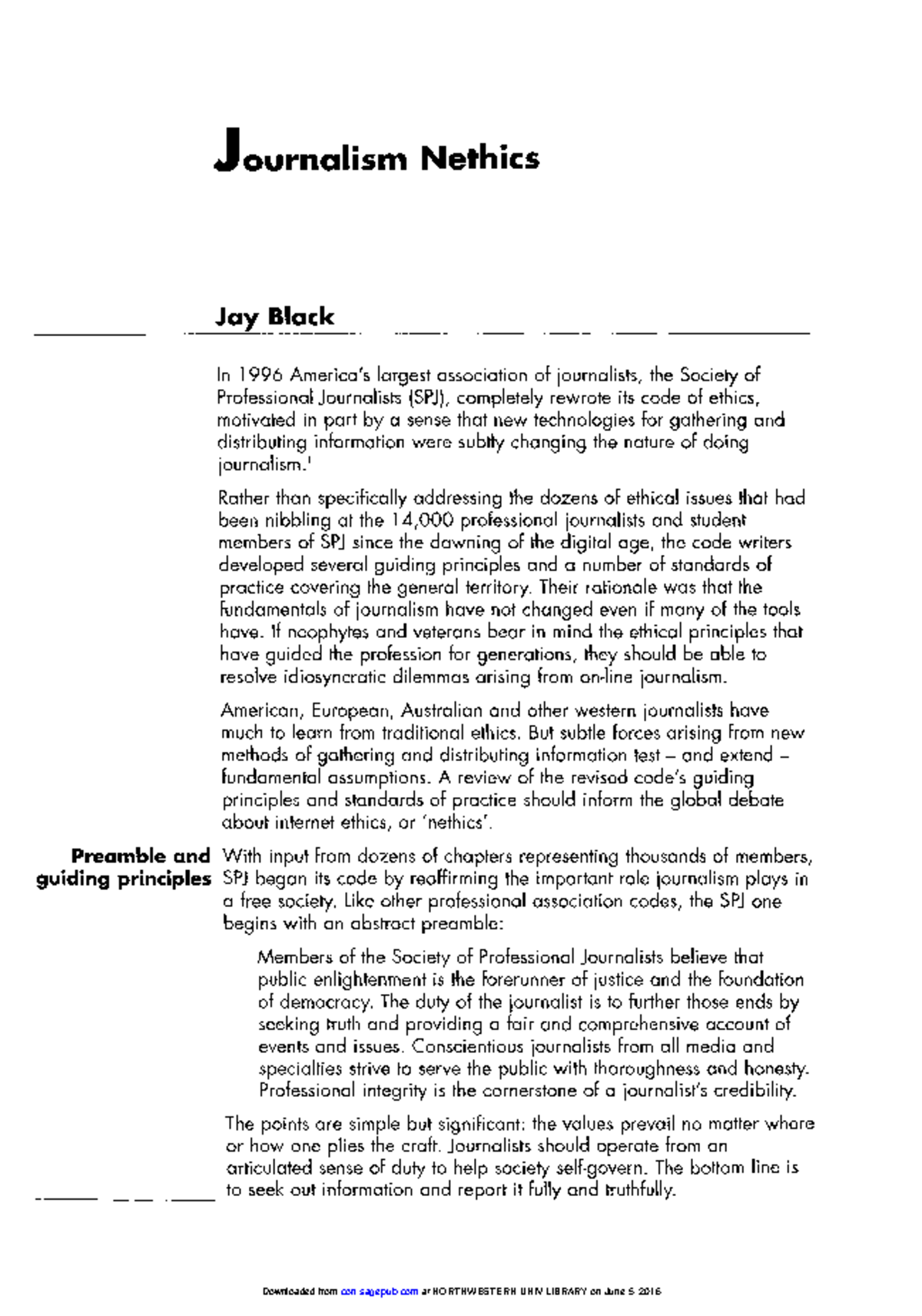 Journalism Ethics: SPJ Code of Ethics Overview and Analysis - Studocu