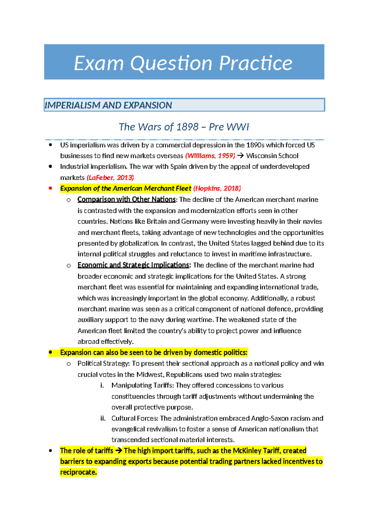 Exam Question Practice: US Imperialism and Expansion (HIST 2023) - Studocu