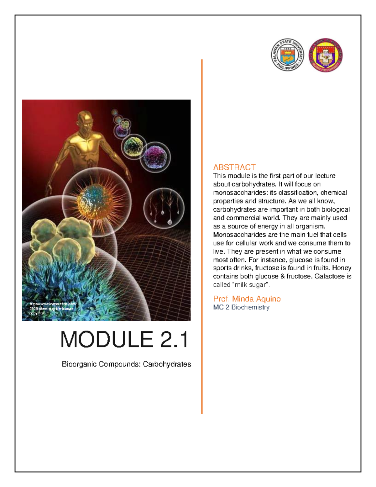 Module-2 - Carbohydrates Lecture in Biochemistry - MODULE 2. Bioorganic ...