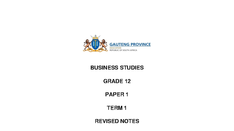 BUSINESS STUDIES GRADE 12 PAPER 1 TERM 1 REVISED NOTES ON LEGISLATION ...