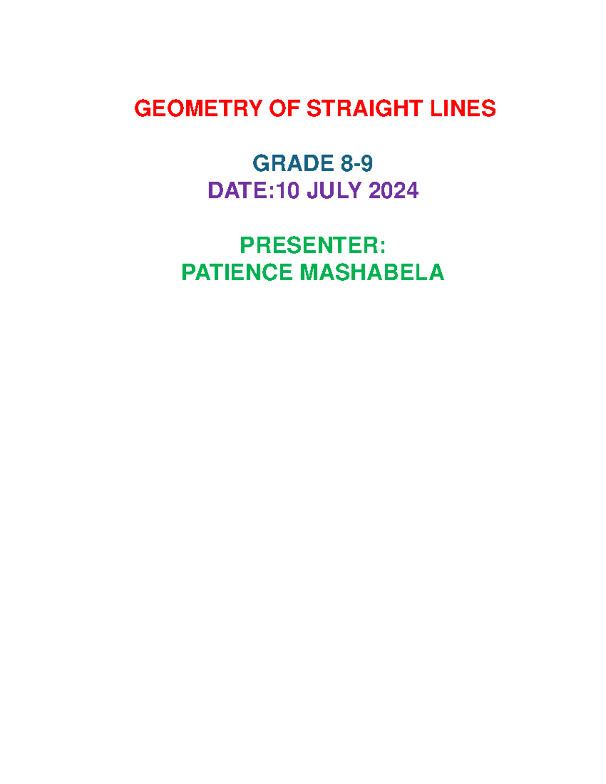 Grade 8-9 Geometry: Straight Lines and Angle Relationships Notes - Studocu