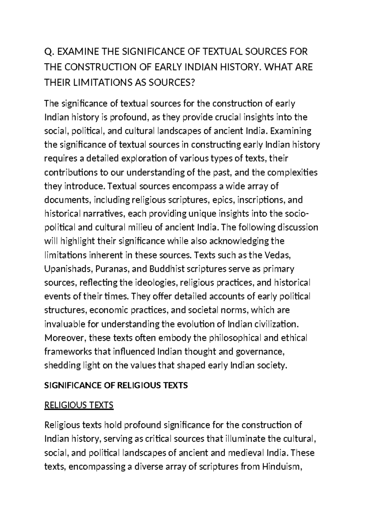 HOI 101: Examining Textual Sources in Early Indian History - Studocu