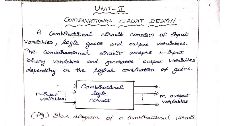 Unit II - edEded - 1 T CIRCOIT DESIGN P el Conats of chput Vosubibles ...