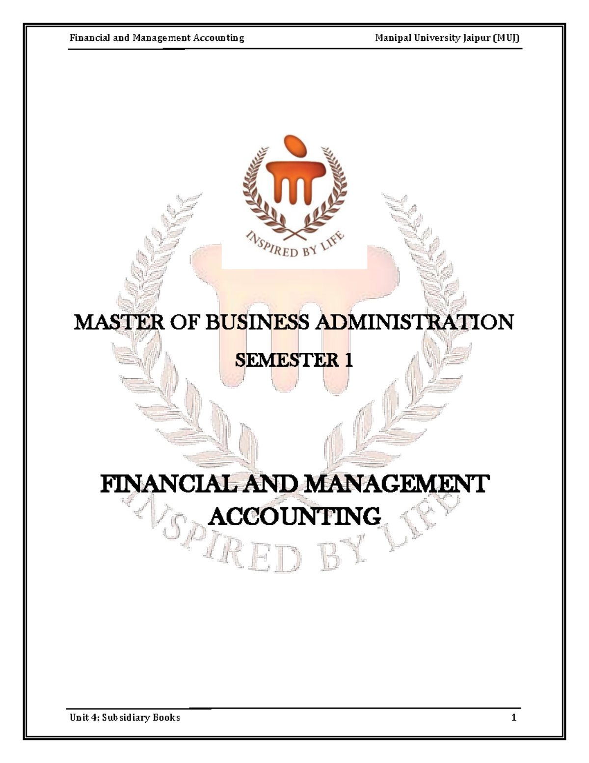 Unit 4: Subsidiary Books & Cash Book - Financial and Management ...