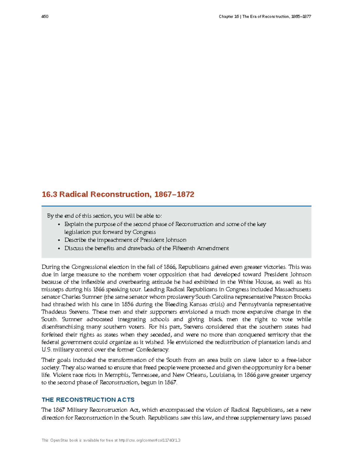 460 Chapter 16 The Era of Reconstruction: The Impeachment of President ...