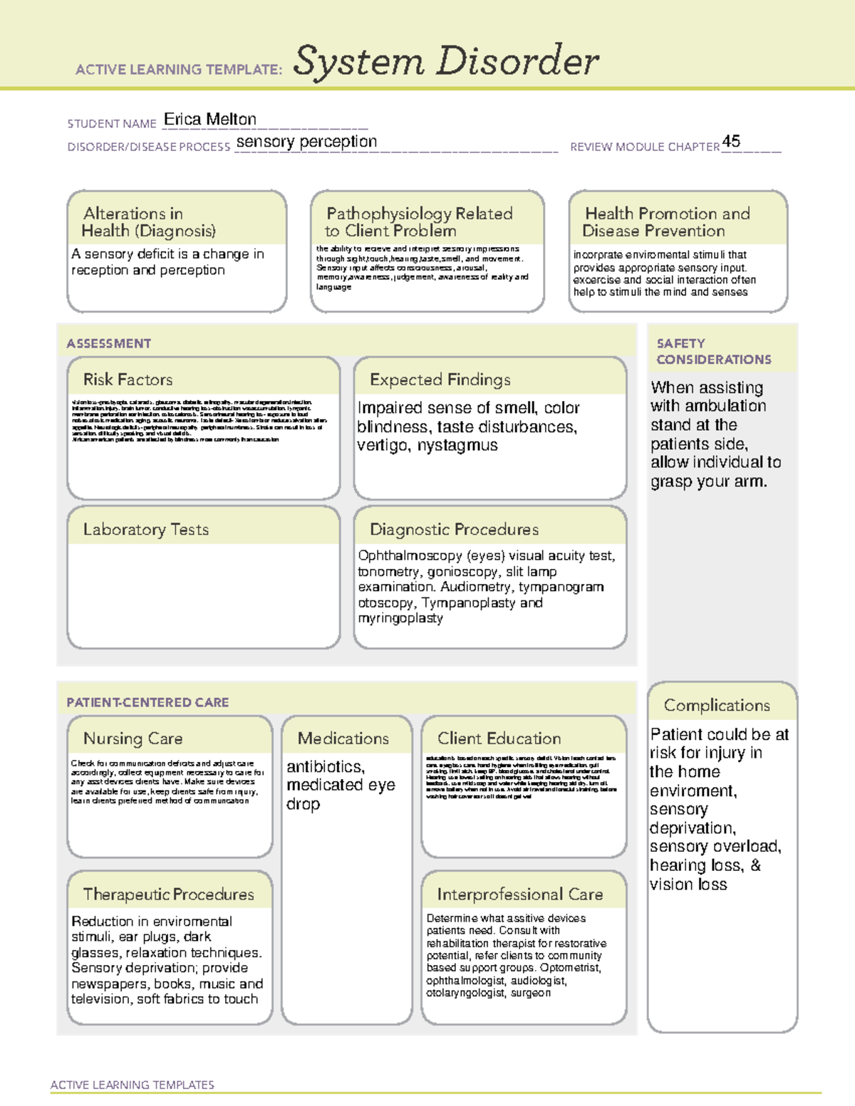 Active Learning Template: System Disorder Overview (3) 45 - Studocu