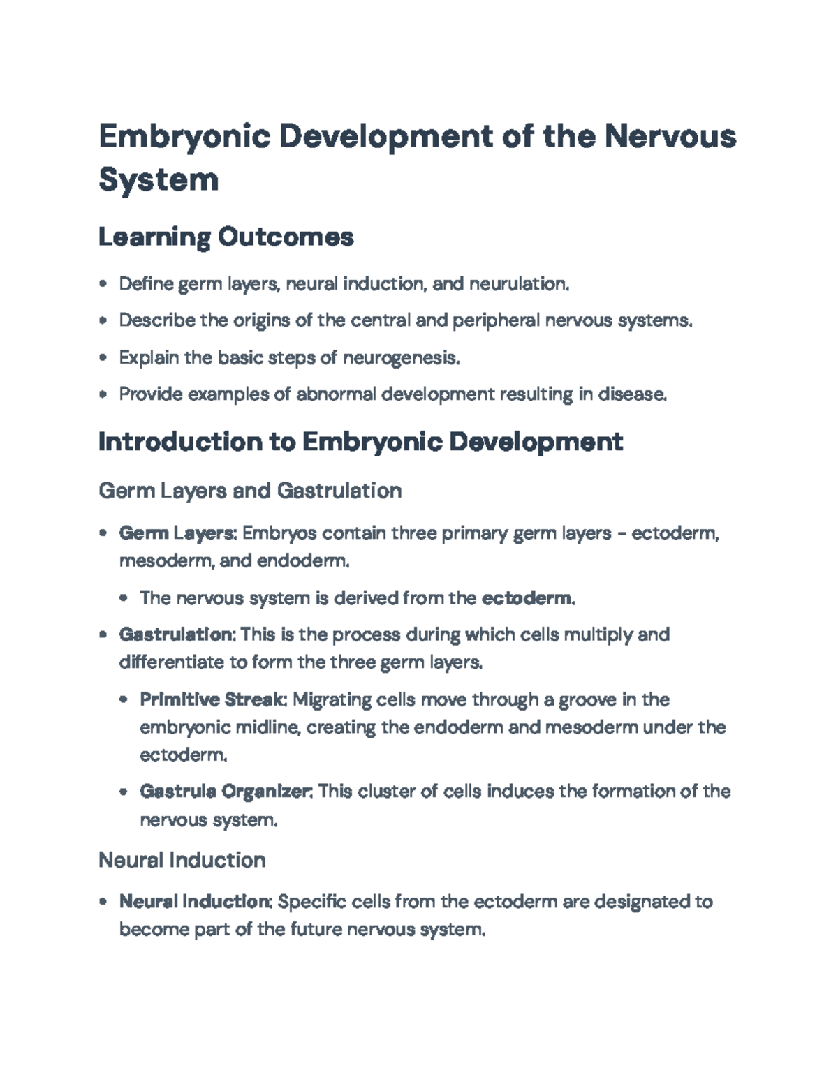 Embryonic Development of the Nervous System: Concepts & Disorders ...
