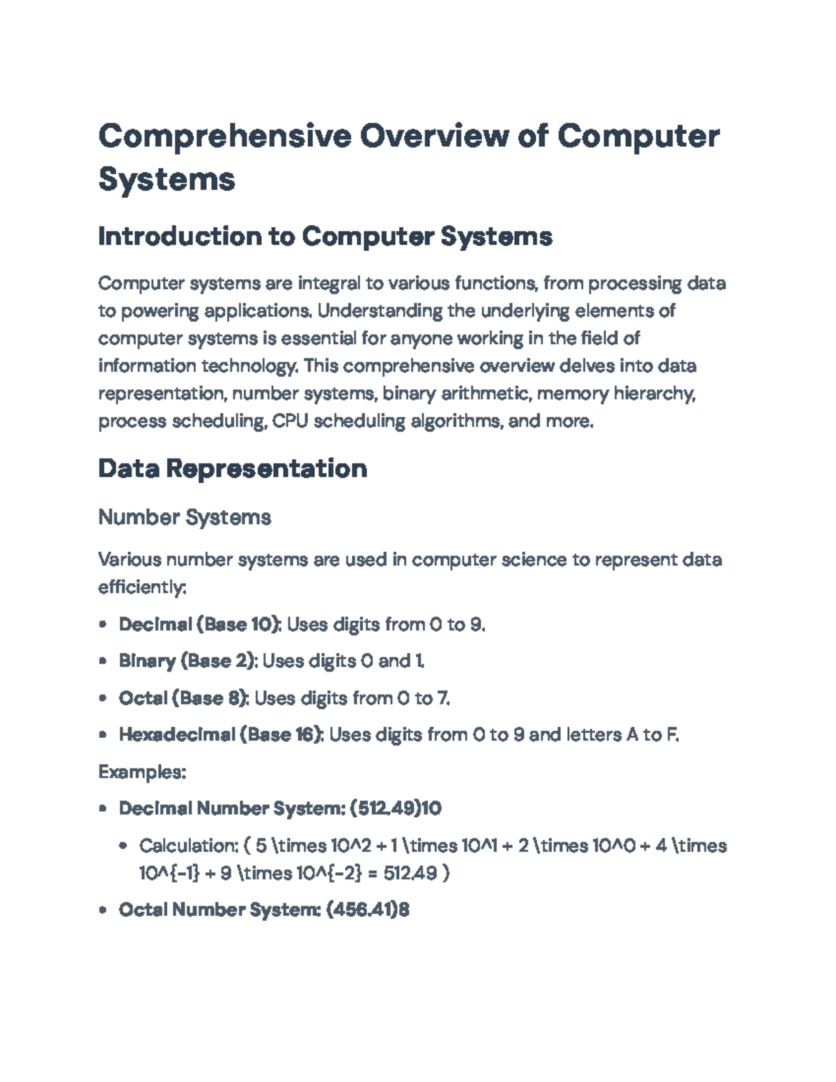 Comprehensive Overview of Computer Systems Concepts - Comprehensive Overview of Computer Systems ...