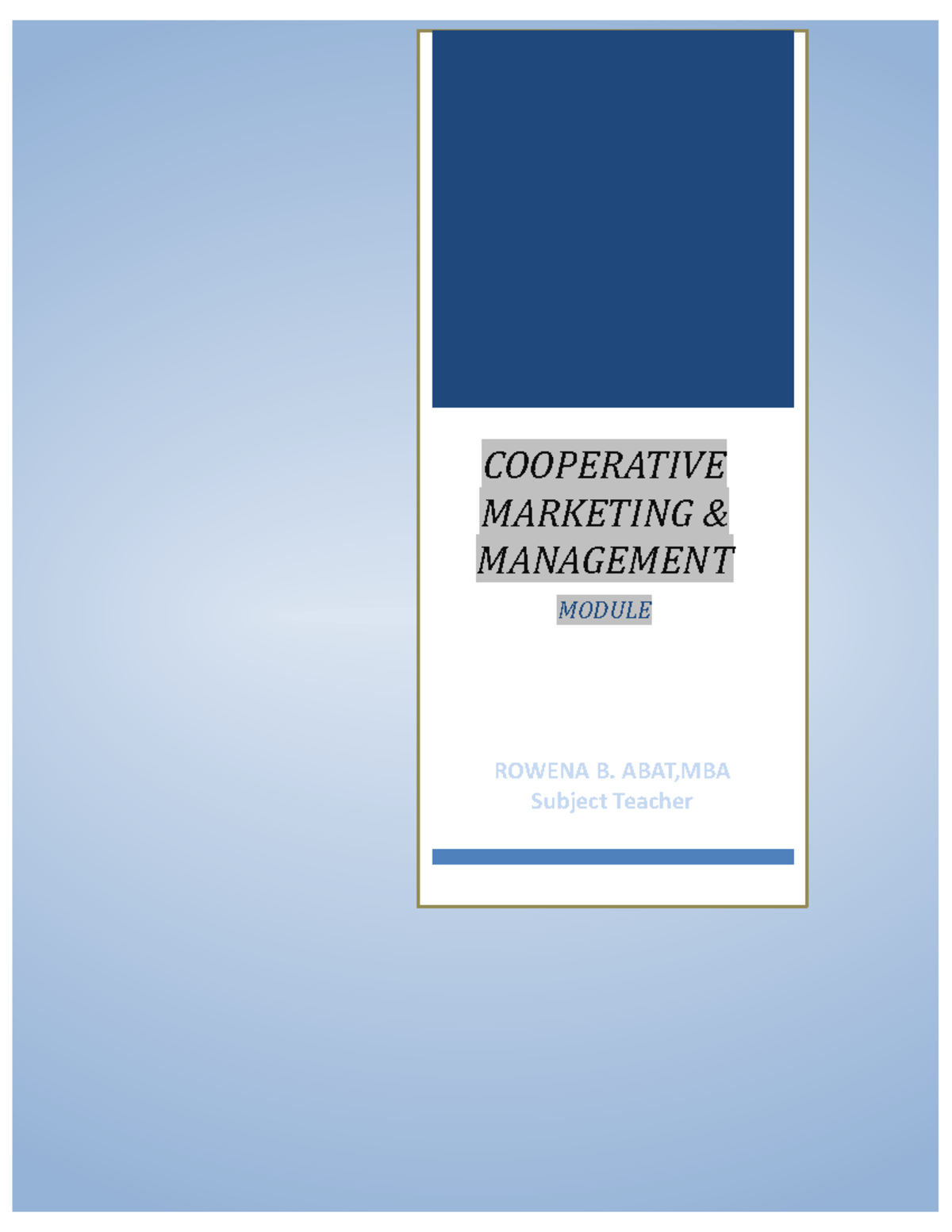 Cooperative Marketing Management Module: Updated 2021-1 Notes - Studocu