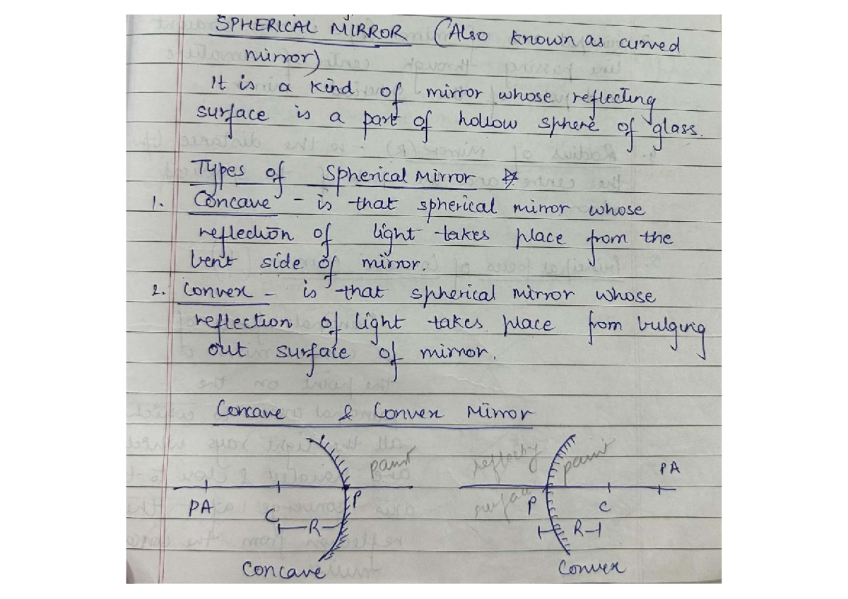 Class X Light - Spherical Mirrors: Types, Properties, and Image ...