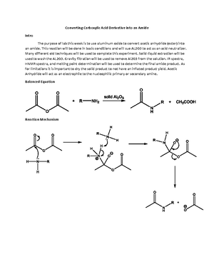 CHEM 2212 Lab 8 - Ester Reaction Lab - I: Title Creation of an Ester ...