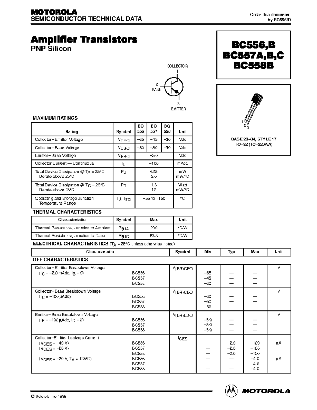 BC558B Transistor Technical Data and Maximum Ratings Guide - Studocu