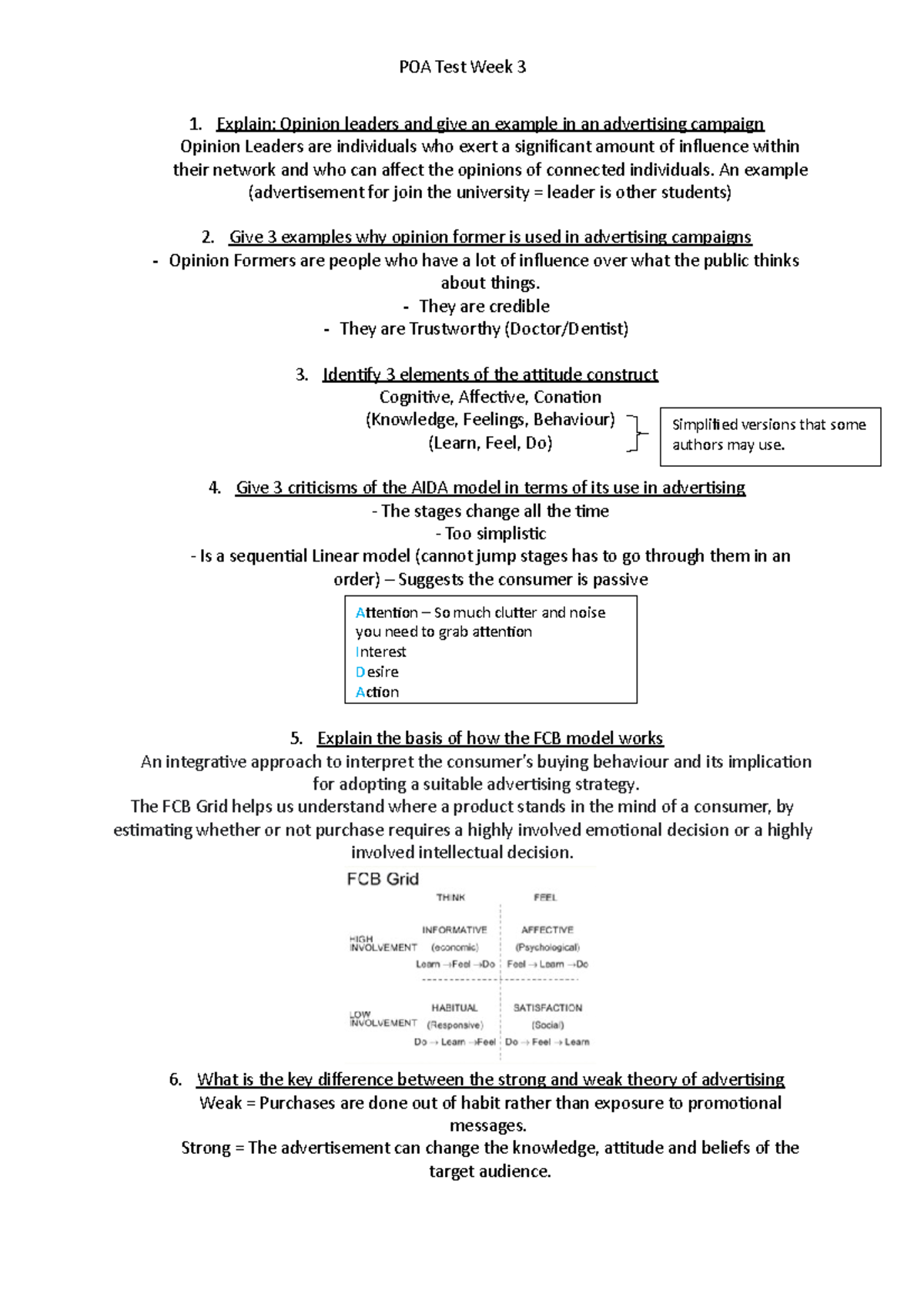 POA Test 3 - Practise test Questions - POA Test Week 3 Explain: Opinion ...