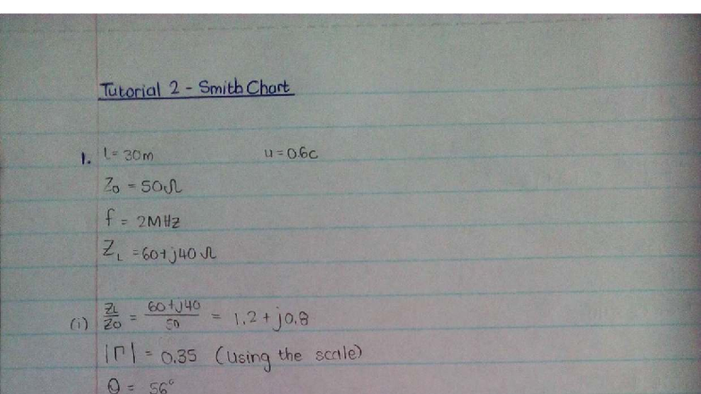 EM Theory - Tut 2: Smith Chart Analysis and Applications - Studocu