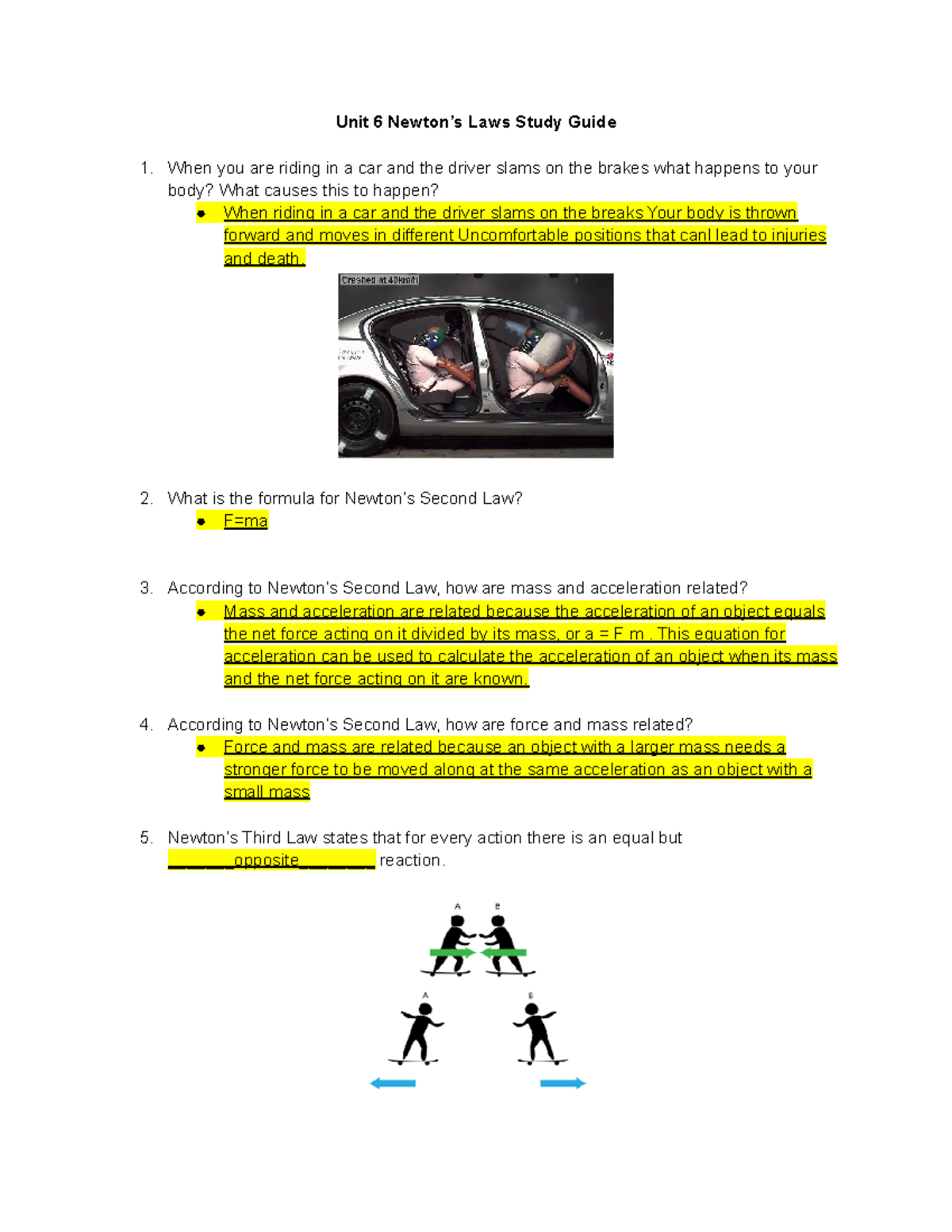 Unit 6: Newton's Laws Study Guide & Key Concepts Overview - Studocu