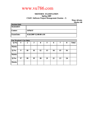cs615 final term - MEGA MCQs of CS Solved MCQs Of CS If you are given a Software Project to ...