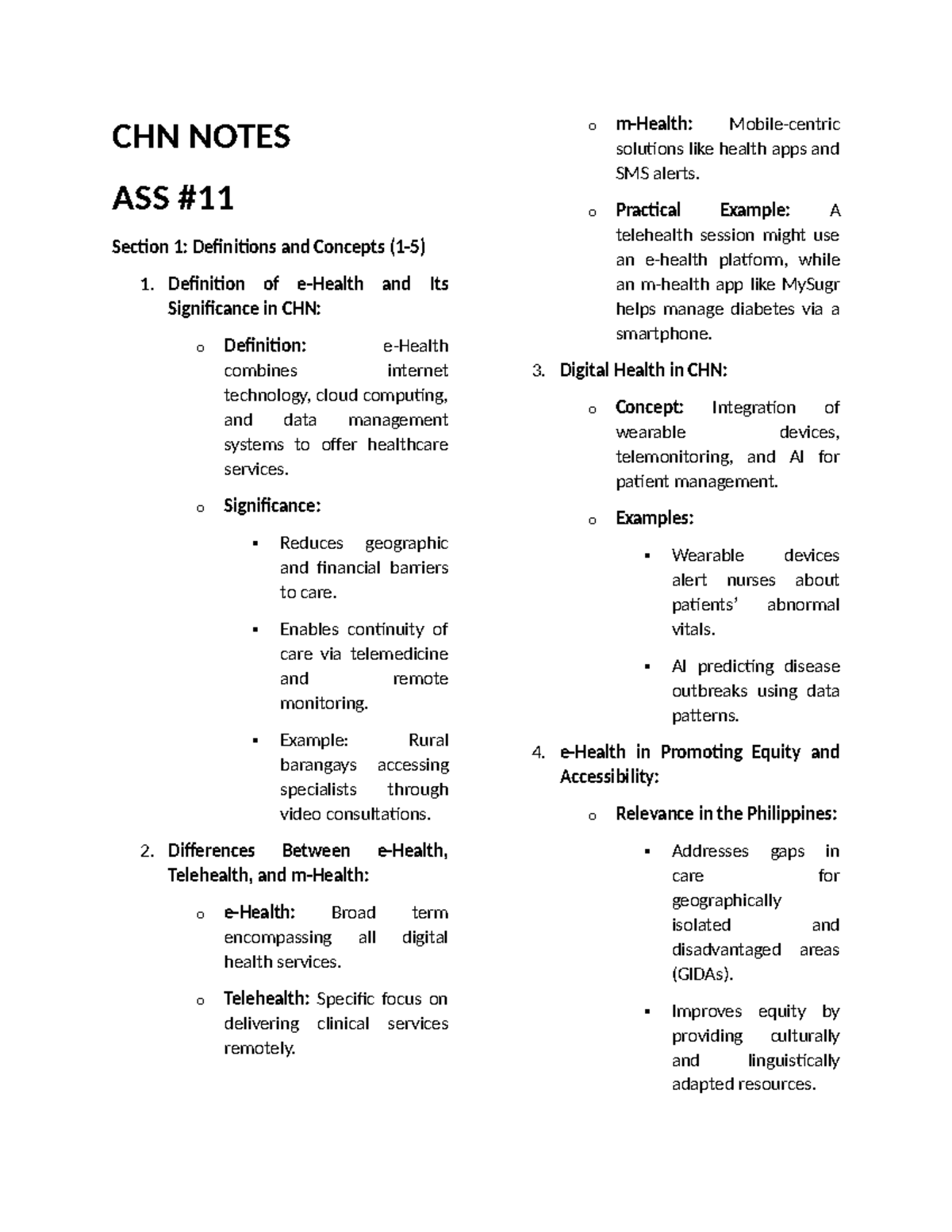 CHN Notes ASS #11 - Lecture on Digital Health Solutions in Community ...