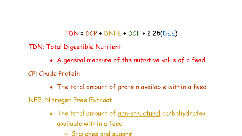 TDN DCP DNFE DCF 2.25(DEE) - Understanding Total Digestible Nutrients ...