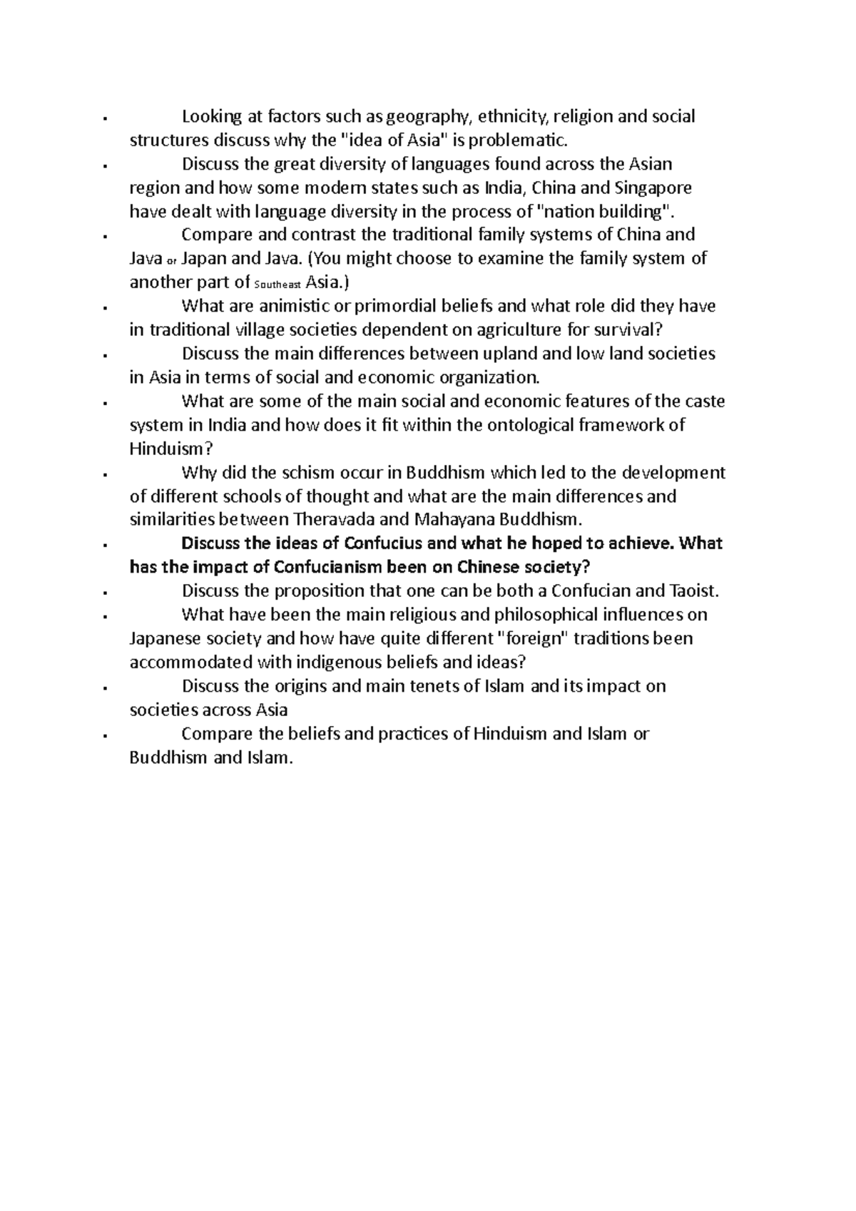 Asia Essay Questions: Exploring Culture, Society, and Beliefs - Studocu