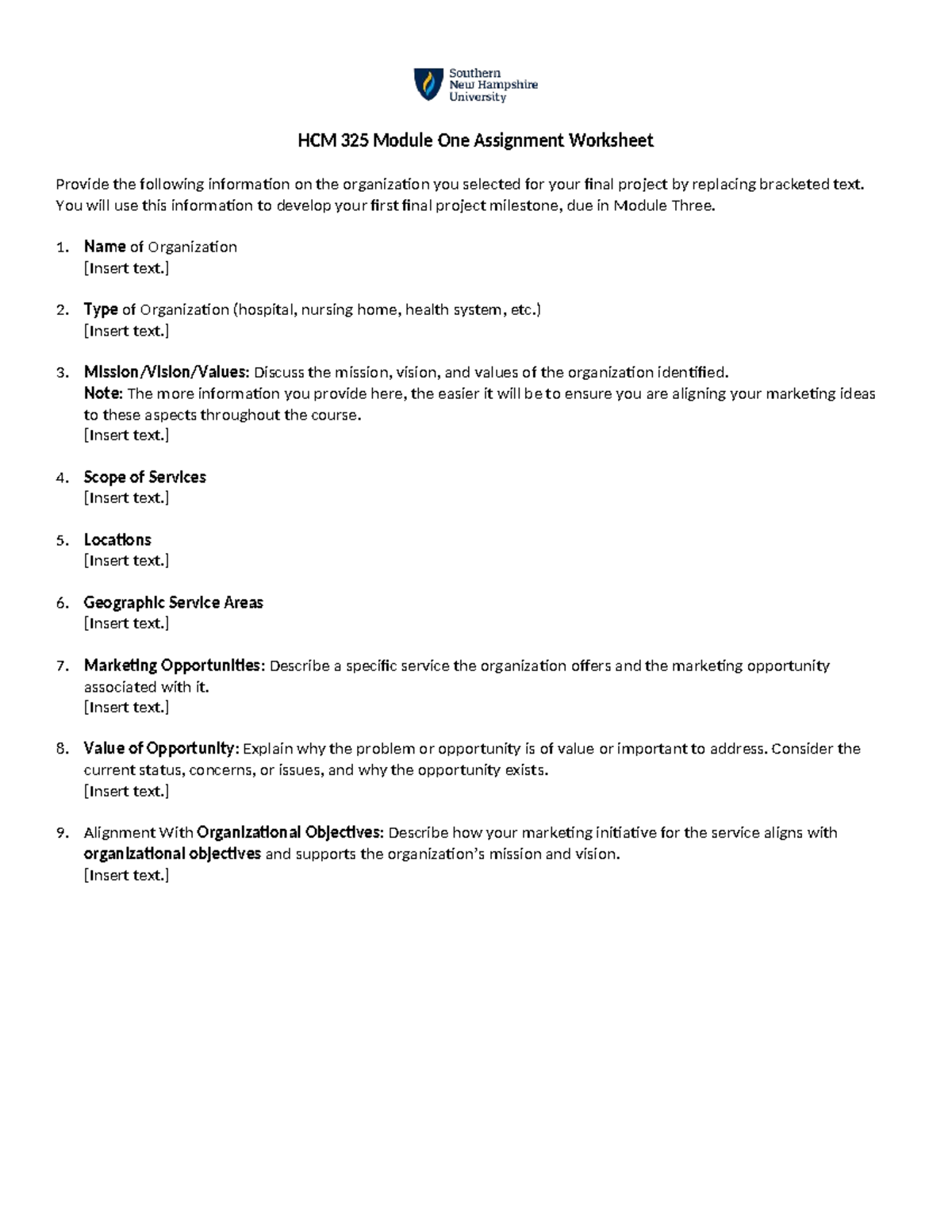 HCM 325 Final Project Milestone: Org Analysis Worksheet - Studocu