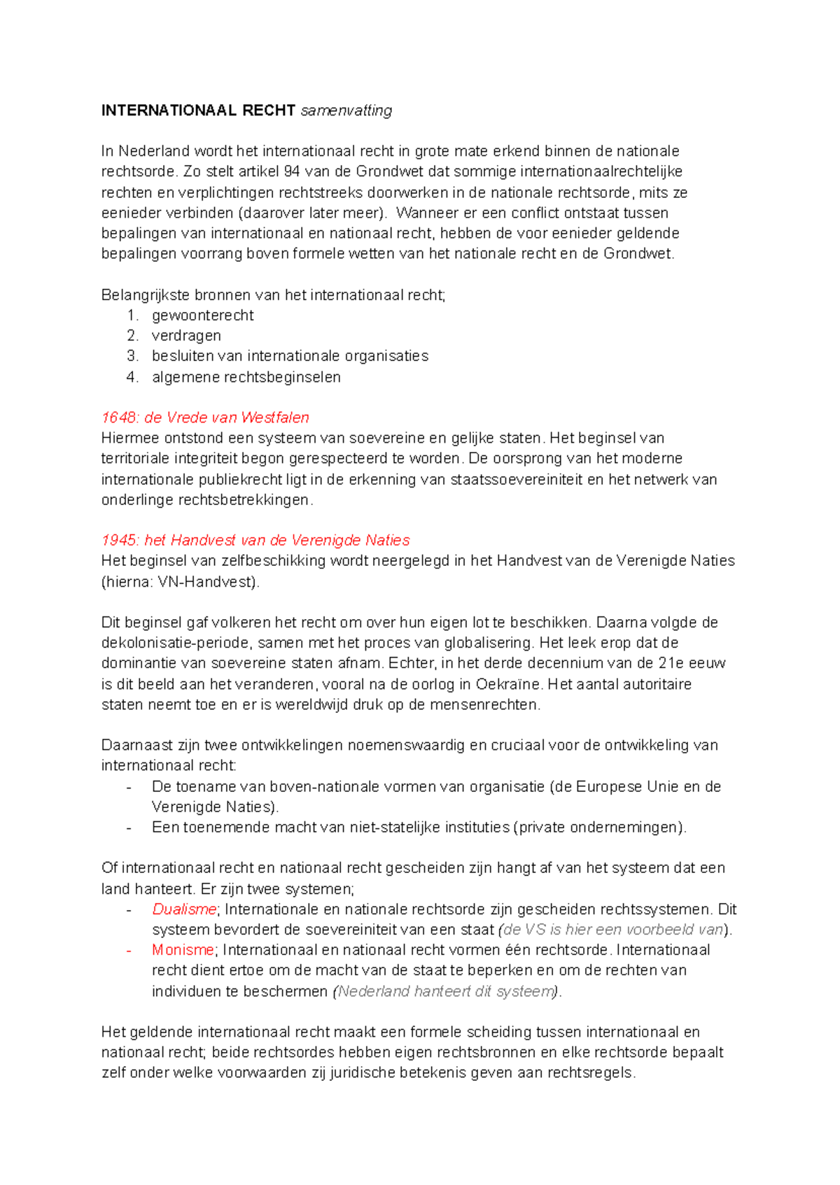 Samenvatting Internationaal Recht - Belangrijke Concepten & Bronnen ...