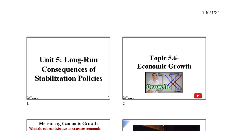 Economic Growth and Stabilization Policies: Macro Topic 5.6 - Studocu