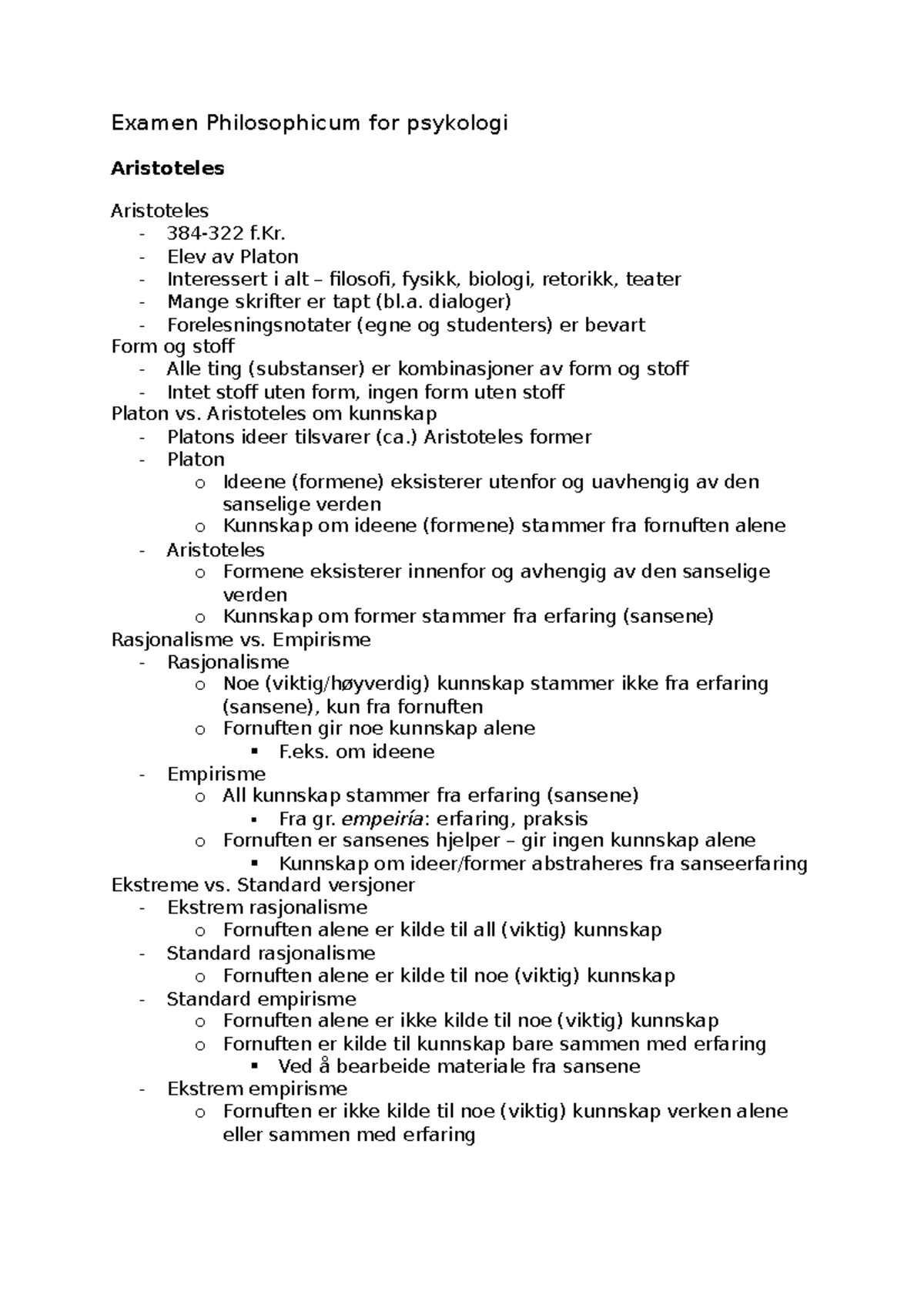 Examen Philosophicum for psykologi - Aristoteles - Examen Philosophicum for psykologi ...
