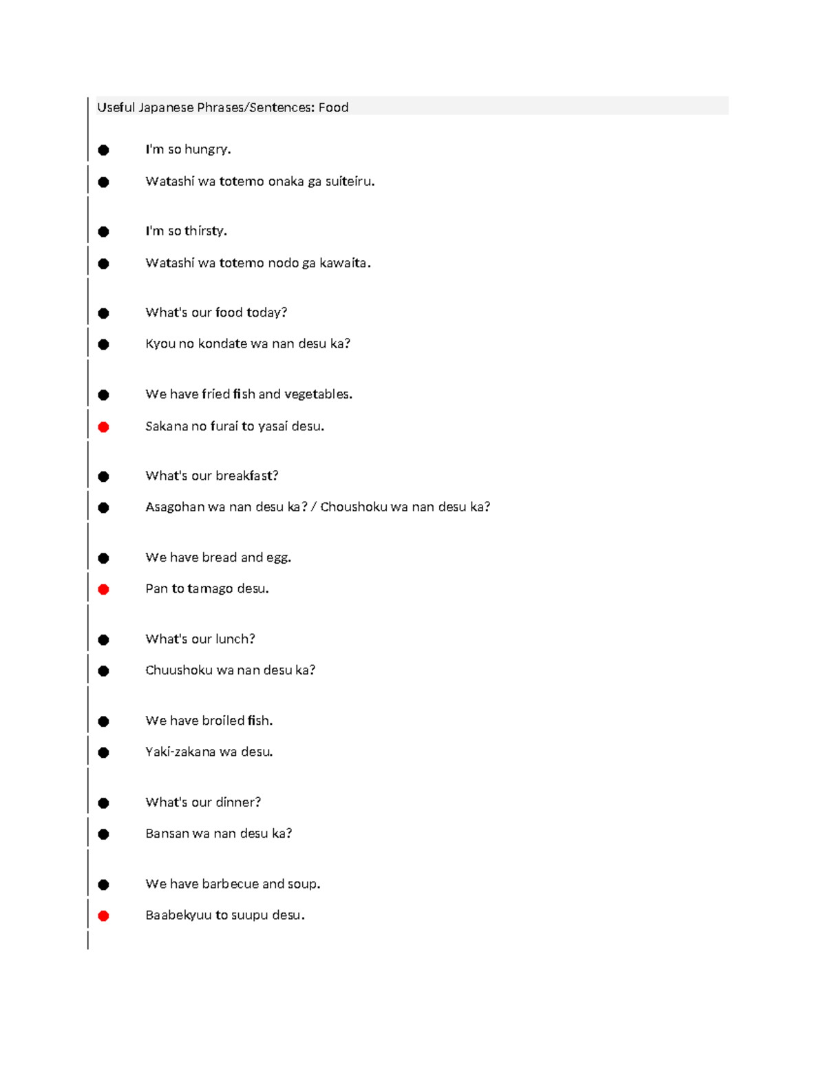 Useful Japanese Phrases/Sentences: Food (JP 101) - Studocu