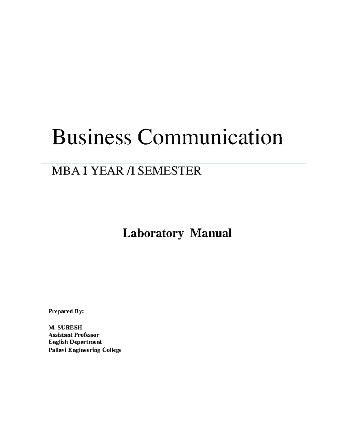 Business Communication Lab Manual - MBA I Year Semester - Studocu